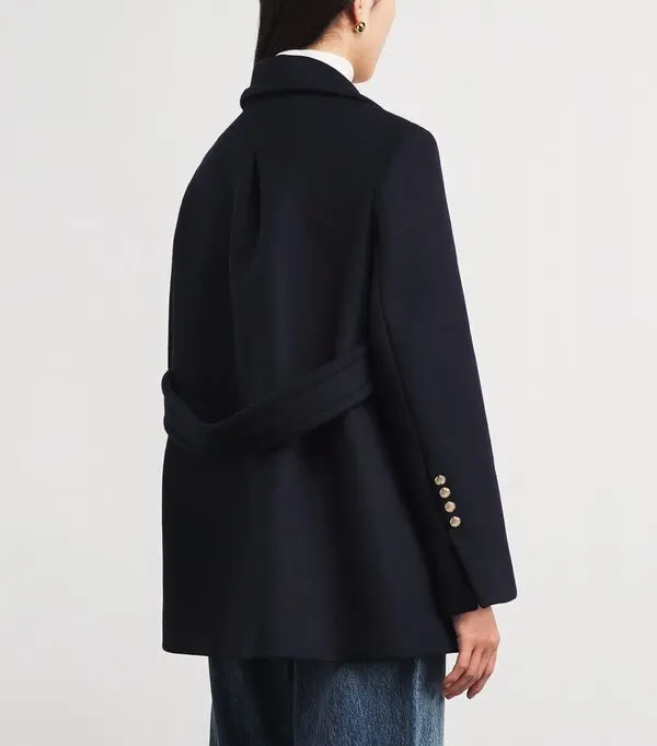 Maje Wool-blend Double-breasted Pea Coat - Blue