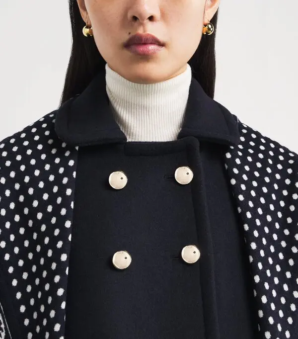 Maje Wool-blend Double-breasted Pea Coat - Blue