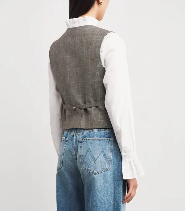 Maje Wool-blend Check Sleeveless Waistcoat - Black