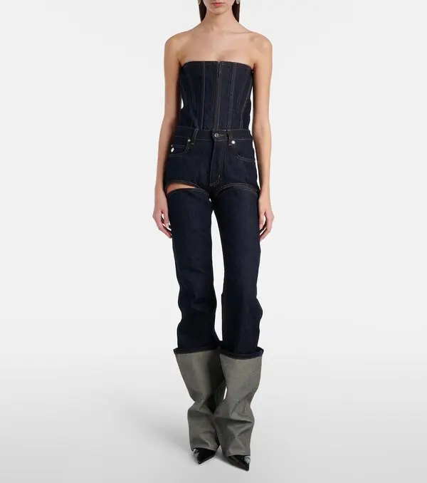 JEAN PAUL GAULTIER Cutout Straight Leg Jeans