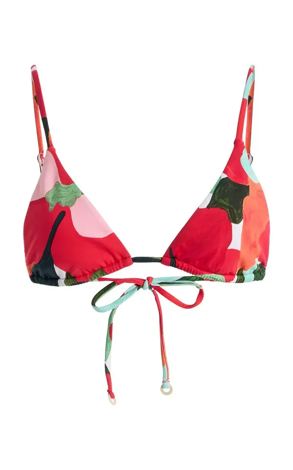 ZULU & ZEPHYR Floral Triangle Bikini Top - Red