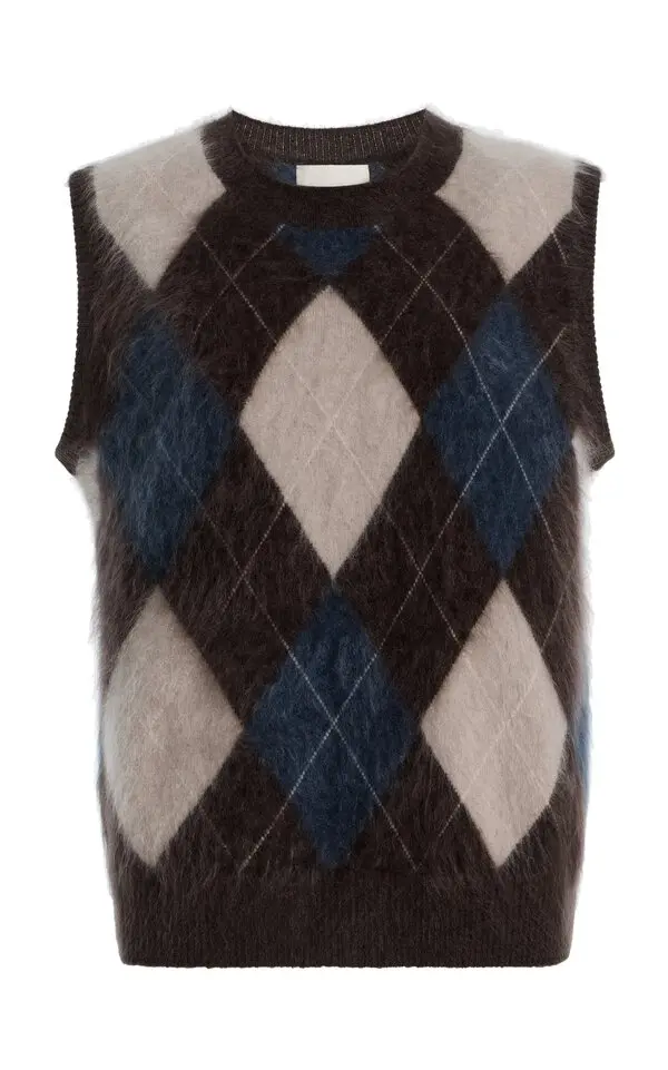 LISA YANG Yasmin Cashmere Argyle Vest - Multi