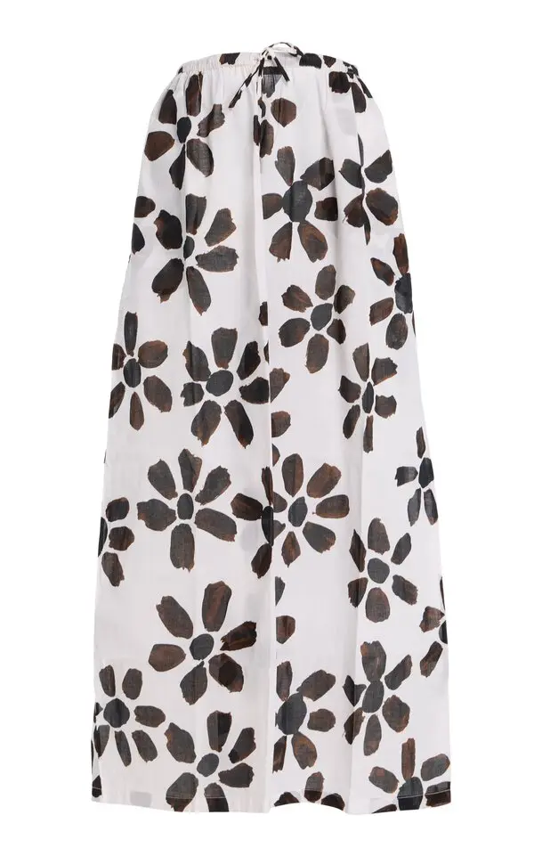 ZULU & ZEPHYR Floral Cotton Wide Leg Pants - Brown