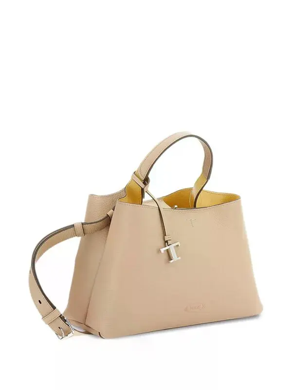 TOD'S Top Handle Bag With Branded Charm - Neutrals