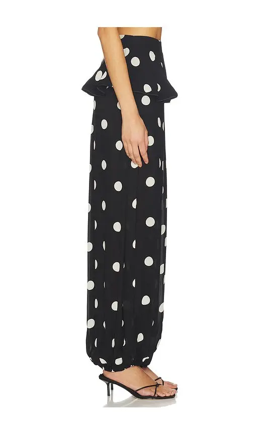 ADRIANA DEGREAS Polka Dot Peplum Trousers - Black