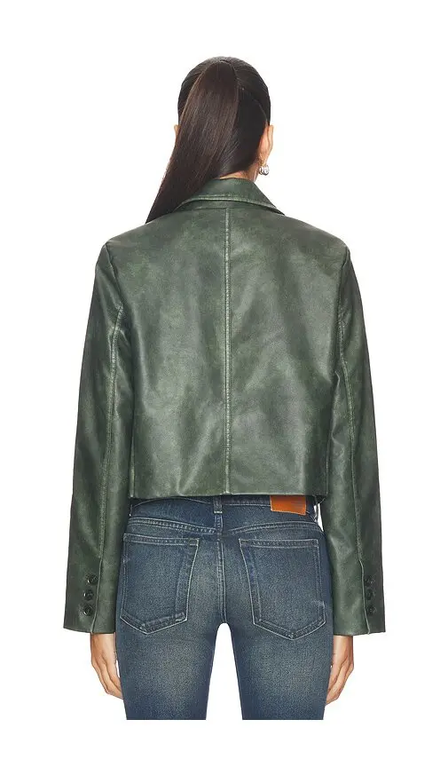 Superdown Faux Leather Cropped Jacket With Button Details