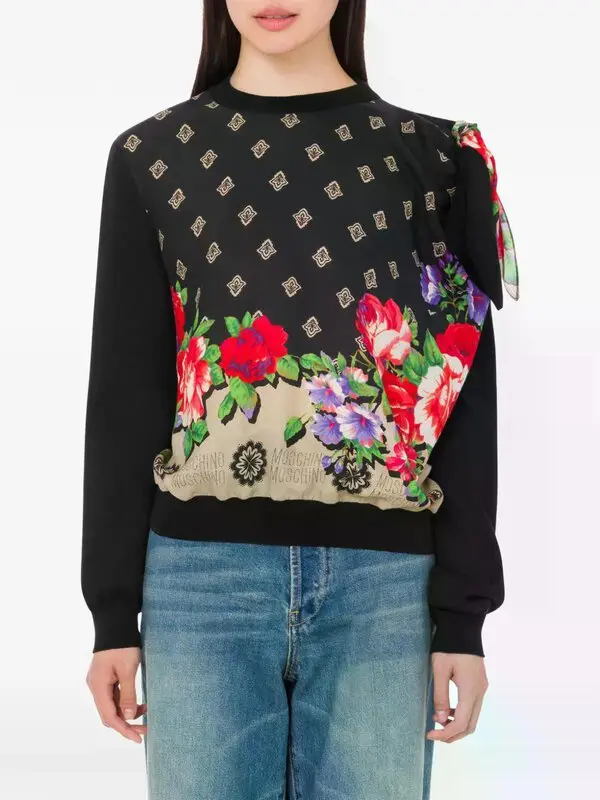 Moschino Floral Pattern Bow Detail Sweater