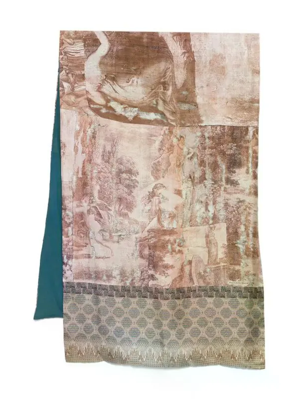 PIERRE-LOUIS MASCIA Printed Border Scarf - Brown