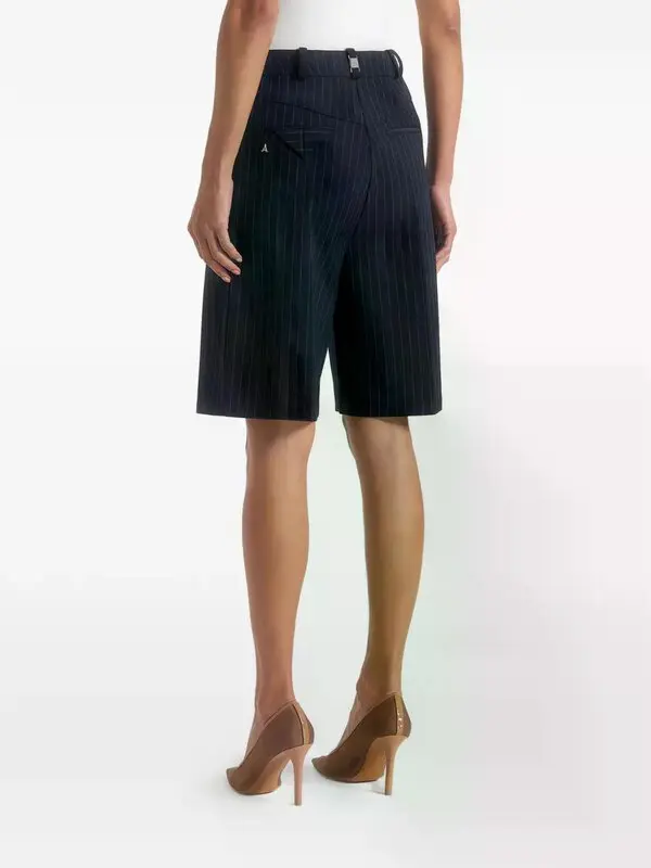 Manière De Voir Pinstriped Pleated Tailored Shorts - Blue