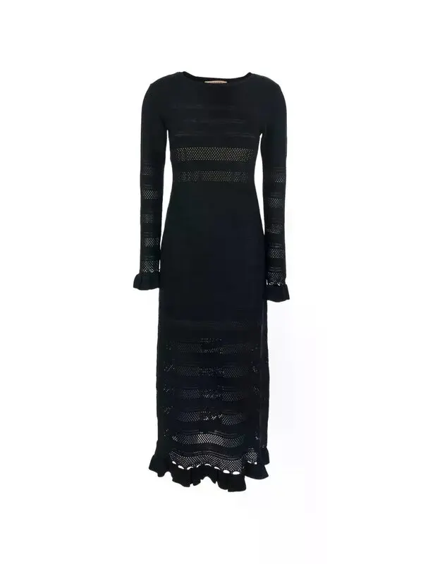TWINSET Openwork Knit Dress With Ruffled Hem And Cuffs