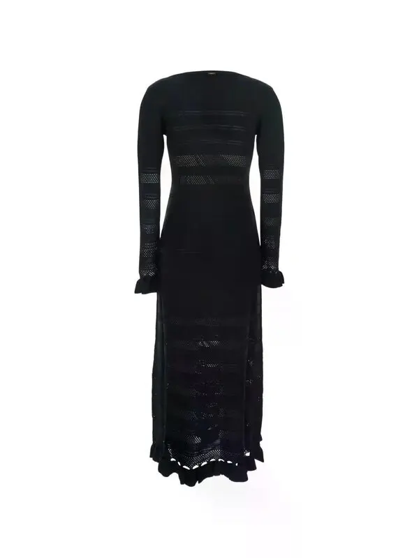 TWINSET Openwork Knit Dress With Ruffled Hem And Cuffs