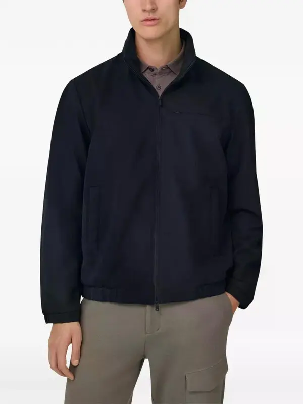 Boggi Milano Technical Fabric Bomber Jacket With Water-repellent Finish