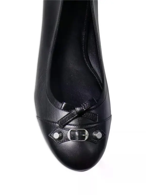 Balenciaga City Bow Buckled Ballet Flats - Black