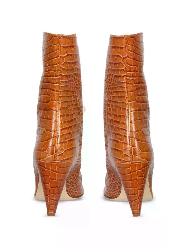 GIABORGHINI Crocodile-embossed Heeled Ankle Boots