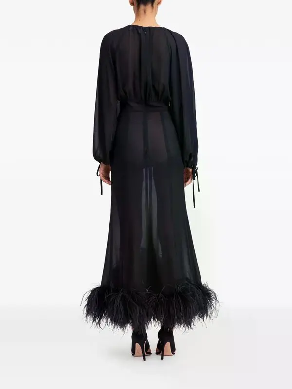 16Arlington Davis Feather-trim Midi Dress