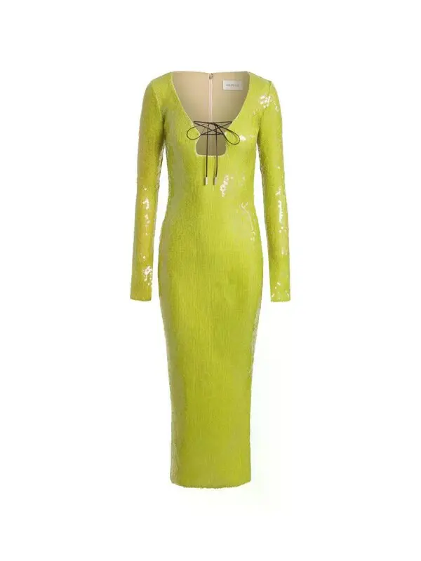 16Arlington Solaria Sequin Lace-up Midi Dress - Green