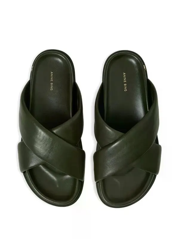 ANINE BING Criss Cross Emi Slides - Green