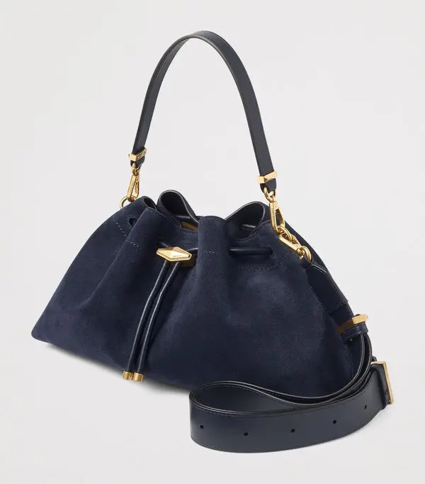 JIMMY CHOO Medium Cinch Suede Shoulder Bag - Blue