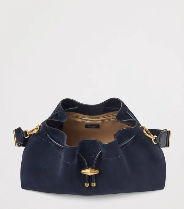 JIMMY CHOO Medium Cinch Suede Shoulder Bag - Blue