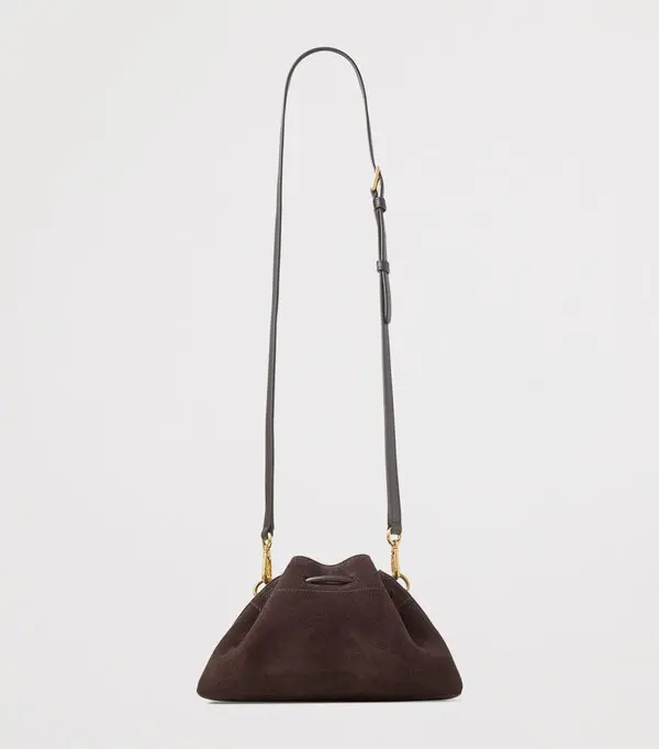JIMMY CHOO Small Suede Cinch Shoulder Bag - Brown