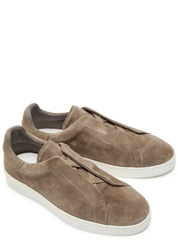 JUDE LLOW Luca Suede Slip-on Sneakers - Brown