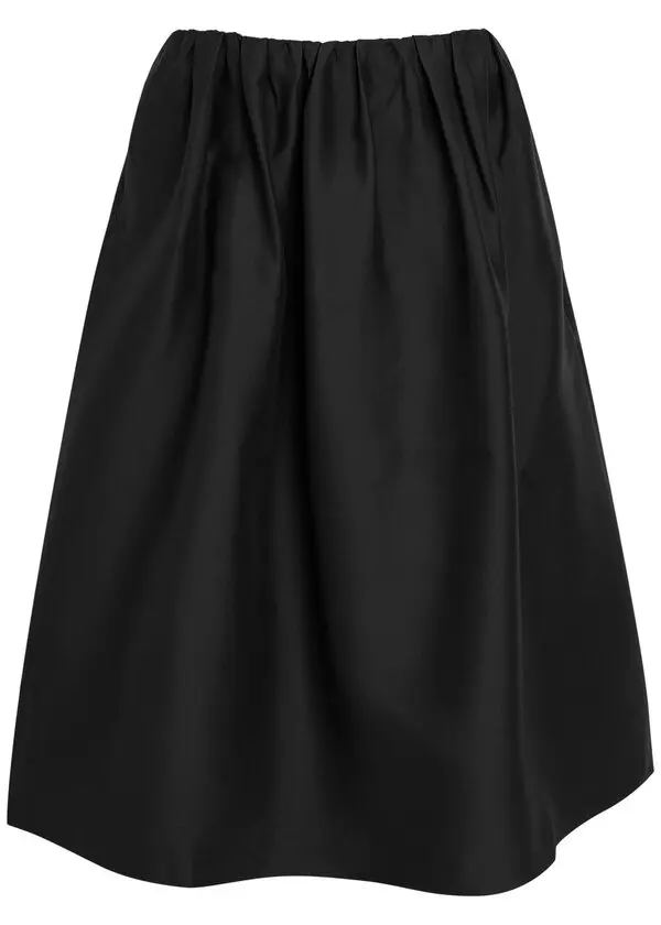 TOTEME Gathered Wool And Silk-blend Midi Skirt