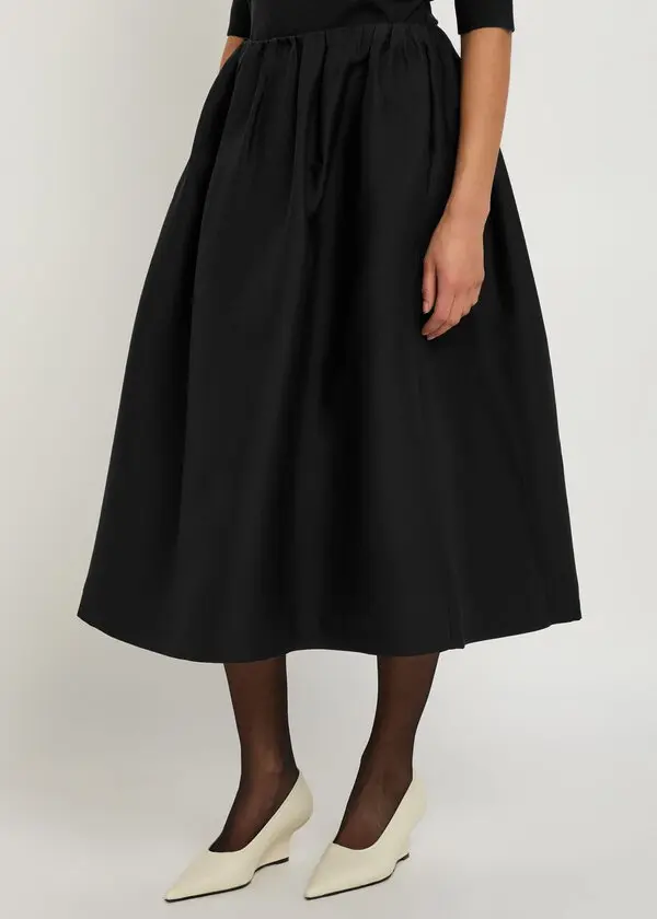 TOTEME Gathered Wool And Silk-blend Midi Skirt