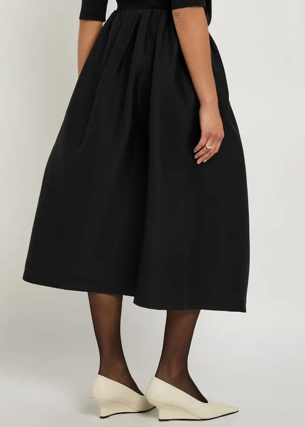 TOTEME Gathered Wool And Silk-blend Midi Skirt
