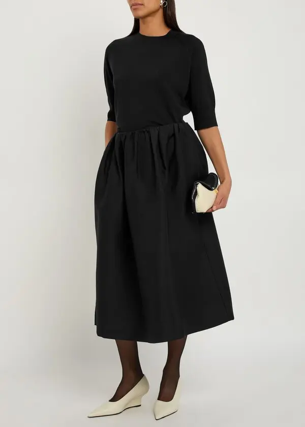 TOTEME Gathered Wool And Silk-blend Midi Skirt