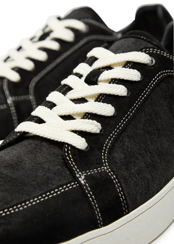 JUDE LLOW Panelled Suede And Corduroy Lace-up Sneakers