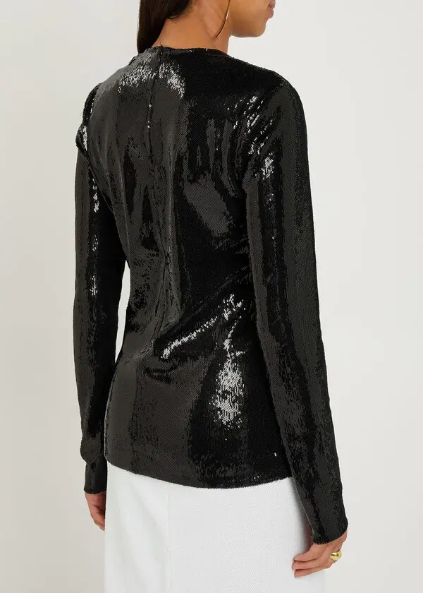 TOTEME Round-neck Sequin Top - Black