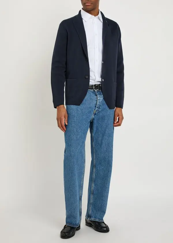 LARDINI Cotton Cardigan With Detachable Brooch - Navy
