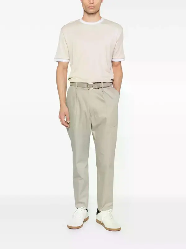 Eleventy Ribbed-trim T-shirt - Neutrals