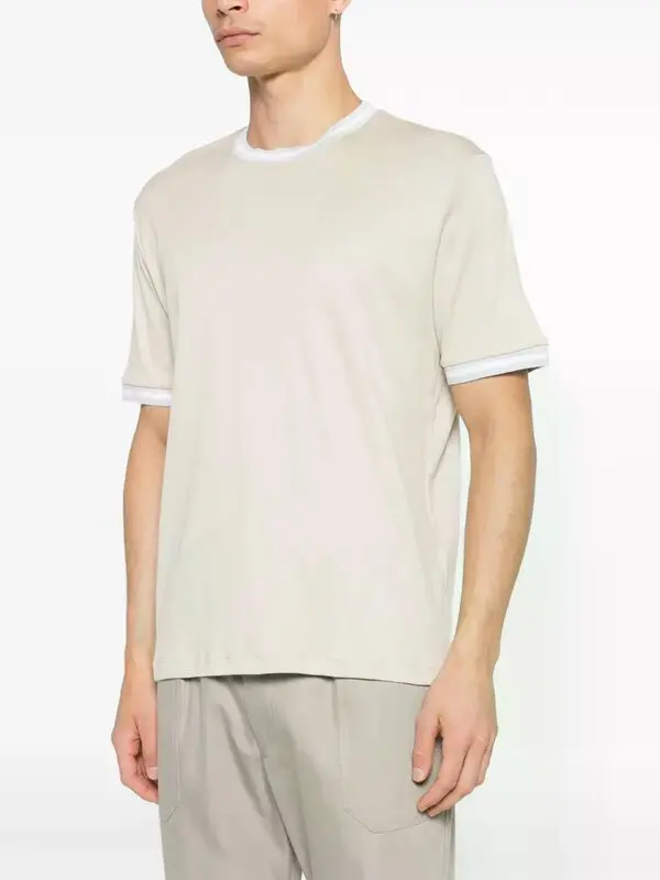Eleventy Ribbed-trim T-shirt - Neutrals