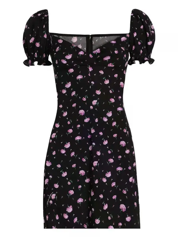 Dolce & Gabbana Ruffled Floral Mini Dress - Black