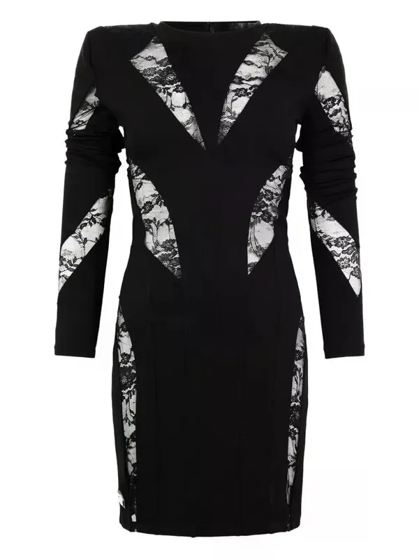 Philipp Plein Mini Lace Long-sleeve Dress - Black