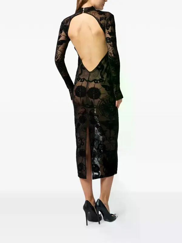 Philipp Plein Midi Open-back Dress - Black