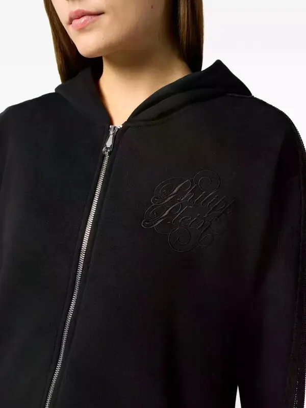 Philipp Plein Logo Detail Zip-up Hoodie - Black