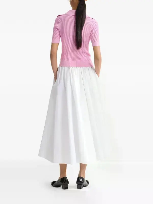 PATOU Ribbed Knit V-neck Top With Embroidered Logo