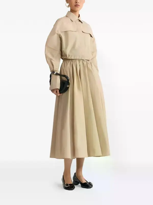 PATOU Cropped Shirt With Chest Flap Pockets And Elasticated Hem - Neutrals