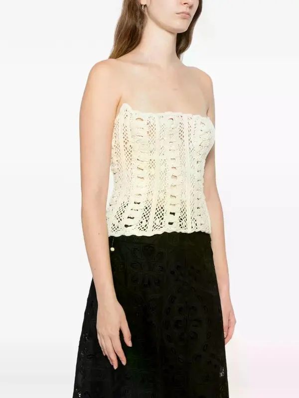 Oscar De La Renta Crochet Bustier Top