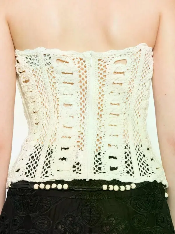 Oscar De La Renta Crochet Bustier Top