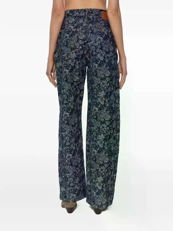 GANNI Floral Print Wide Leg Jeans