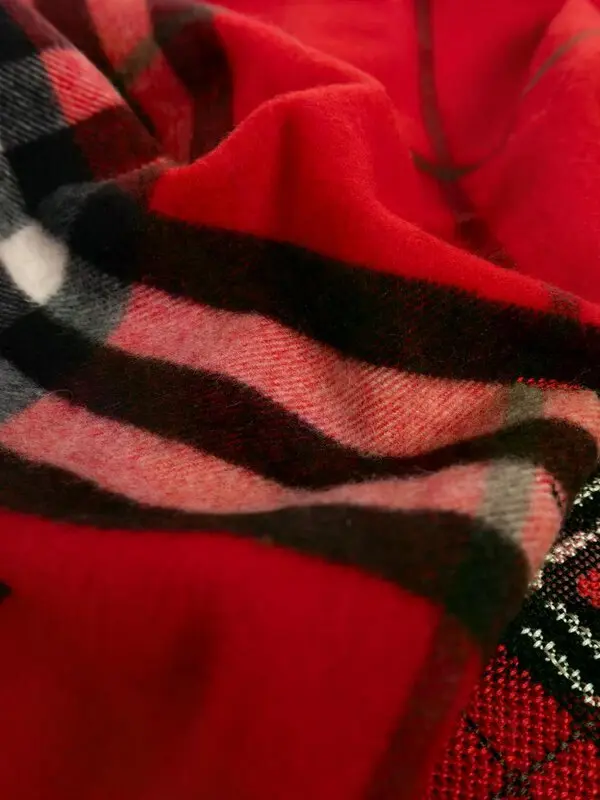 Burberry Wide Cross-stitch Edk Check Cashmere Scarf