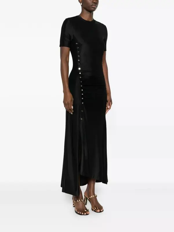 Rabanne Button Detail Asymmetrical Hem Dress - Black