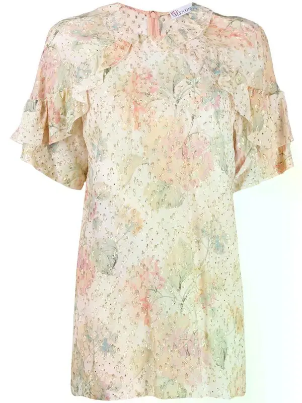Red Valentino Metallic Embroidered Floral Blouse