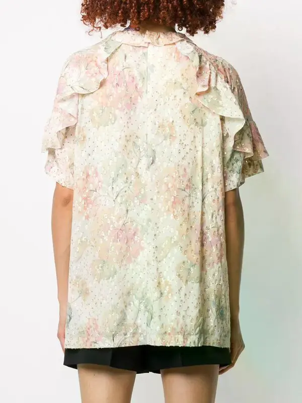 Red Valentino Metallic Embroidered Floral Blouse