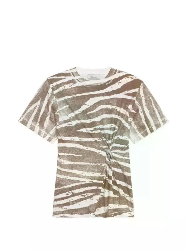 Blumarine Dolphin-brooch Printed T-shirt - Brown