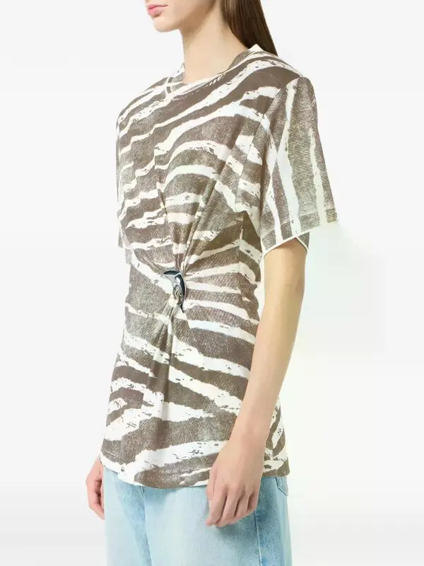 Blumarine Dolphin Brooch Printed T-shirt - Brown