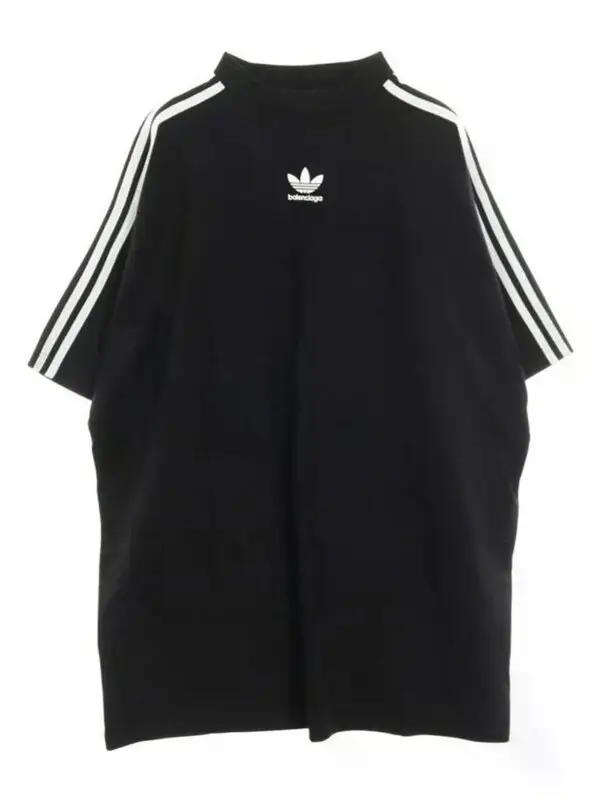 Balenciaga X Adidas 2010s Striped Logo Cotton T-shirt - Black
